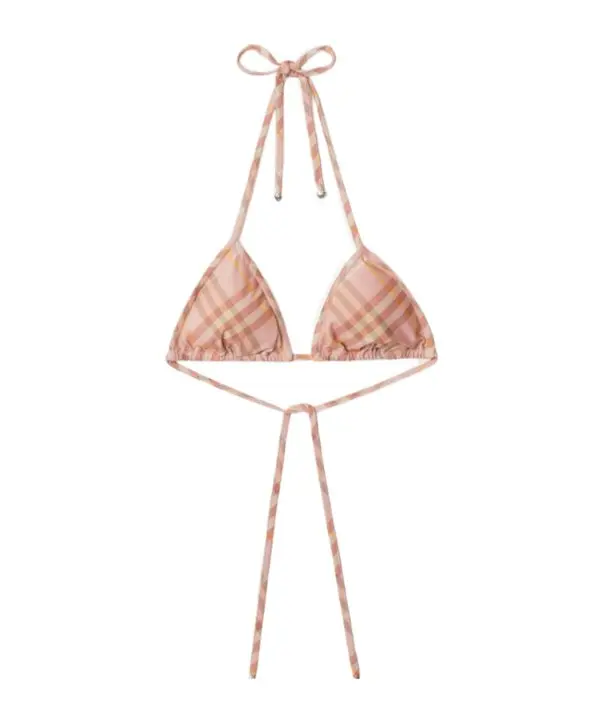 Burberry Checked Halterneck Bikini Top - Nude