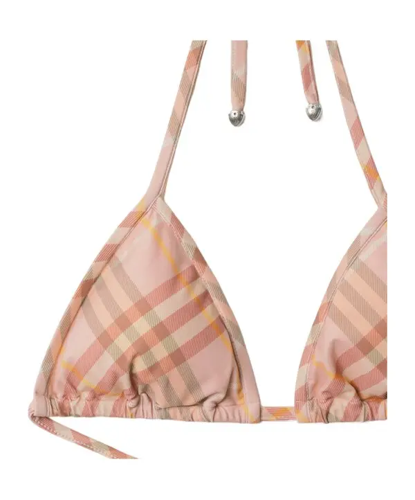 Burberry Checked Halterneck Bikini Top - Nude