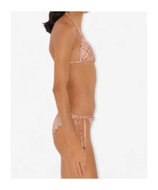 Burberry Checked Halterneck Bikini Top - Nude