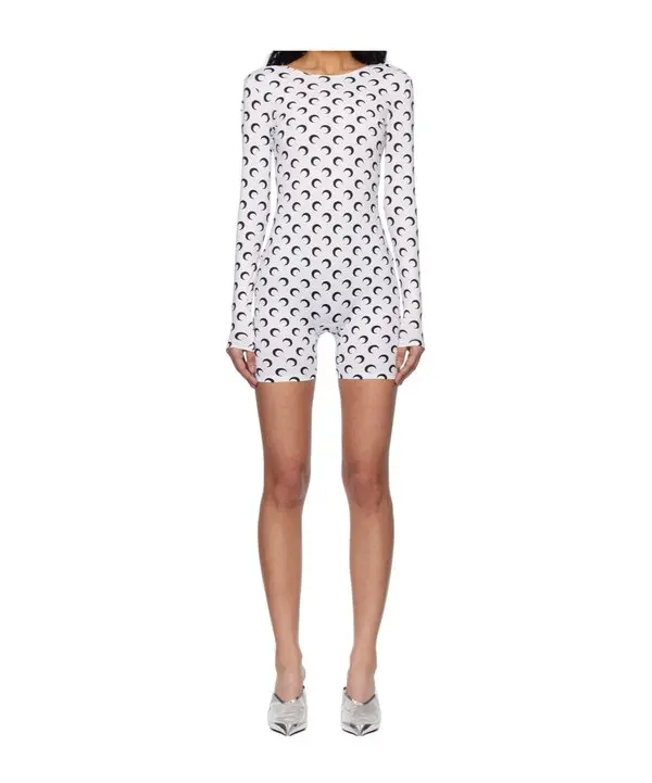 MARINE SERRE Long-sleeved Jumpsuit - White
