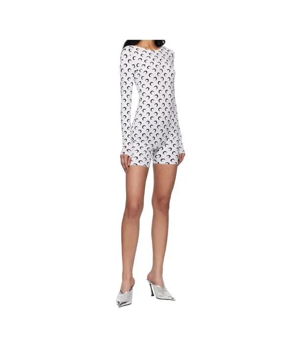 MARINE SERRE Long-sleeved Jumpsuit - White