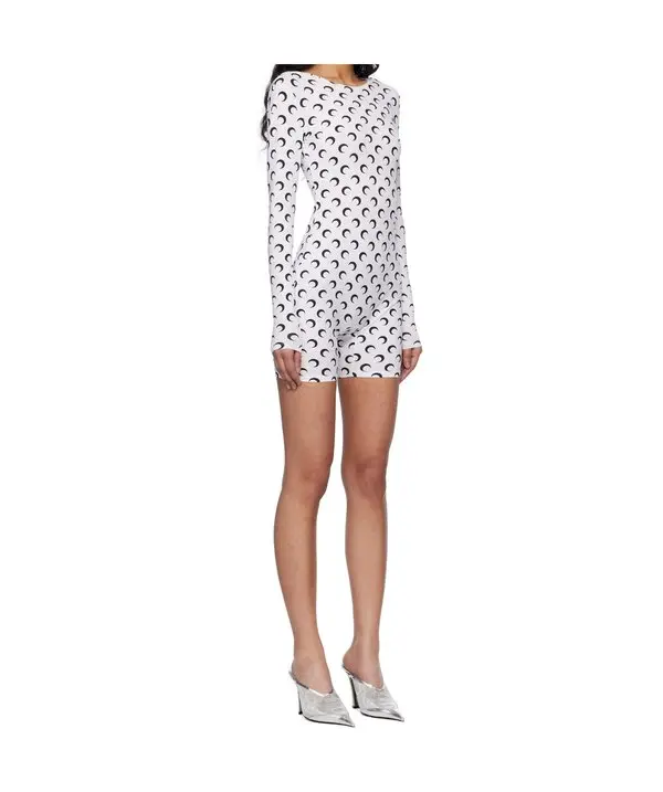 MARINE SERRE Long-sleeved Jumpsuit - White