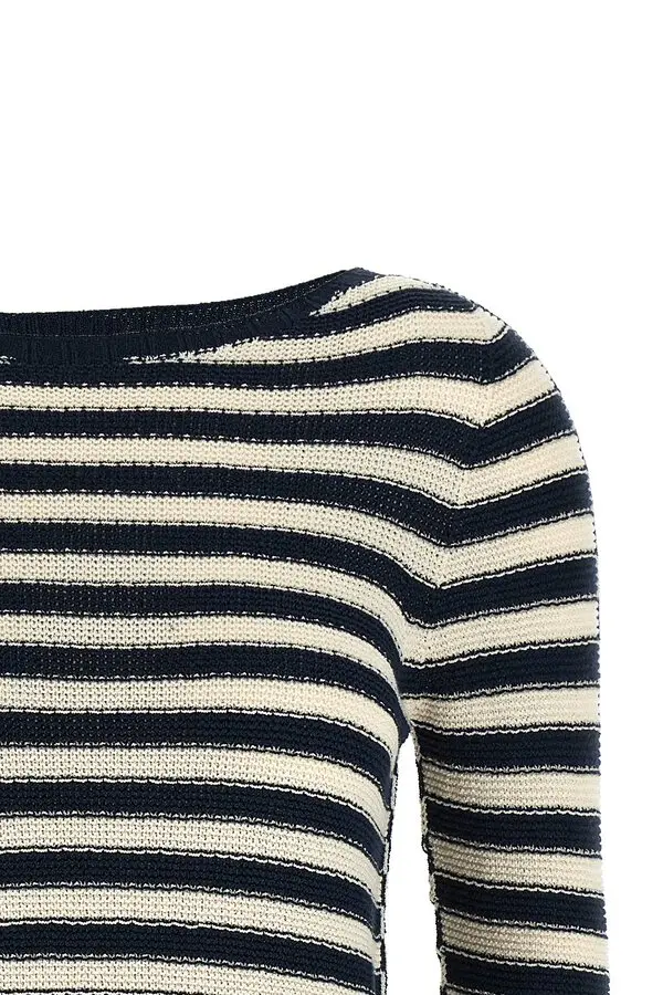 TWINSET Striped Flared-sleeve Knitted Sweater