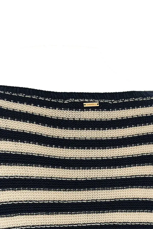 TWINSET Striped Flared-sleeve Knitted Sweater