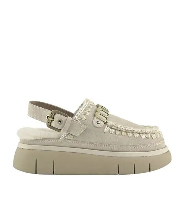 Mou Bounce Back Strapped Clogs - Chalk Color