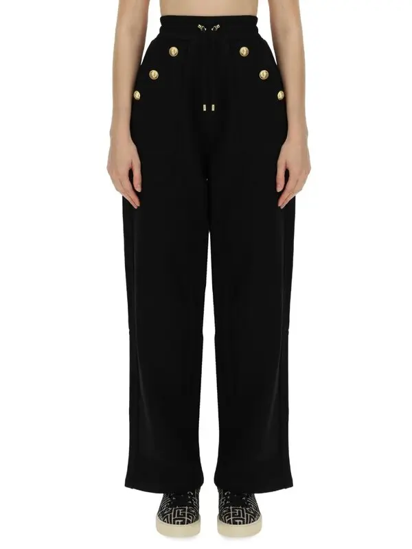 Balmain Wide-leg Buttoned Joggers