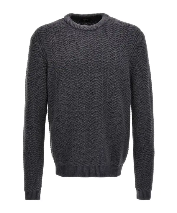Brioni Chevron-knitted Cashmere Jumper - Black