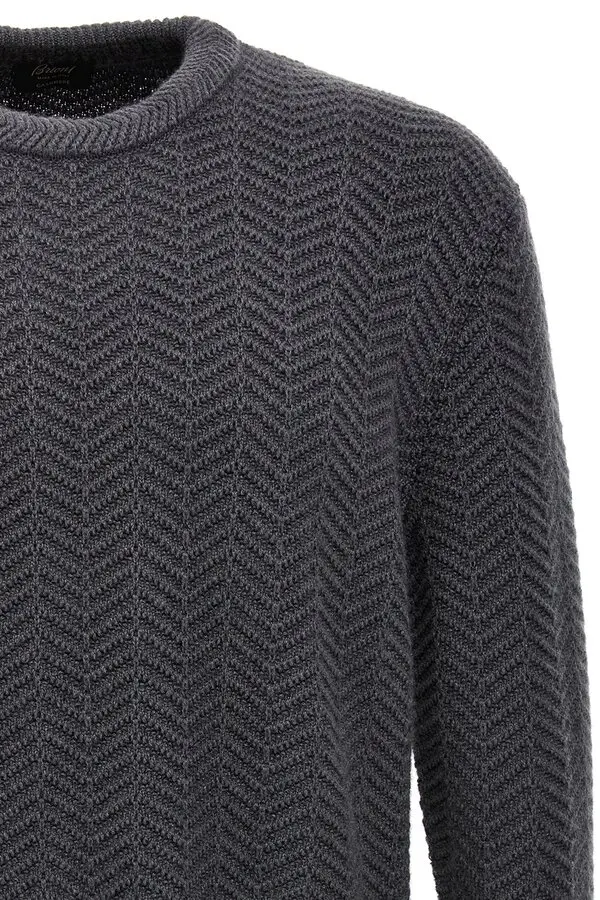 Brioni Chevron-knitted Cashmere Jumper