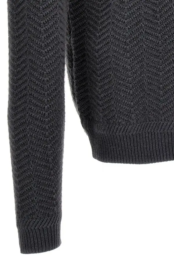 Brioni Chevron-knitted Cashmere Jumper