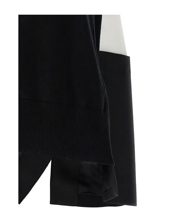 Sacai Poplin Ribbed Pullover With Asymmetrical Paneling