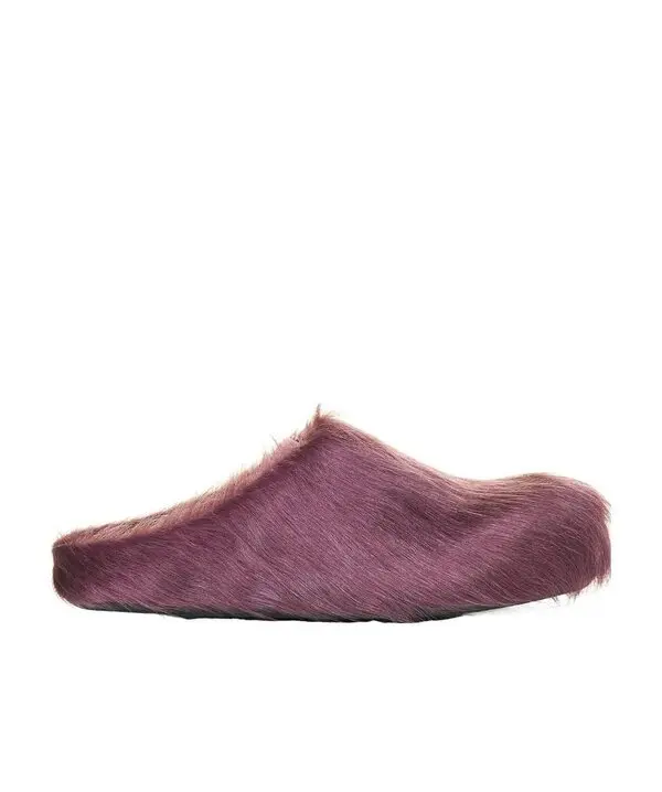 Marni Fluffy Slip-on Flat Mules - Red