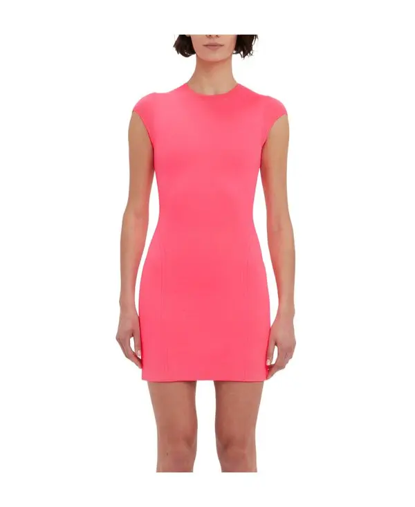 Victoria Beckham Cap Sleeved Knitted Mini Dress - Pink