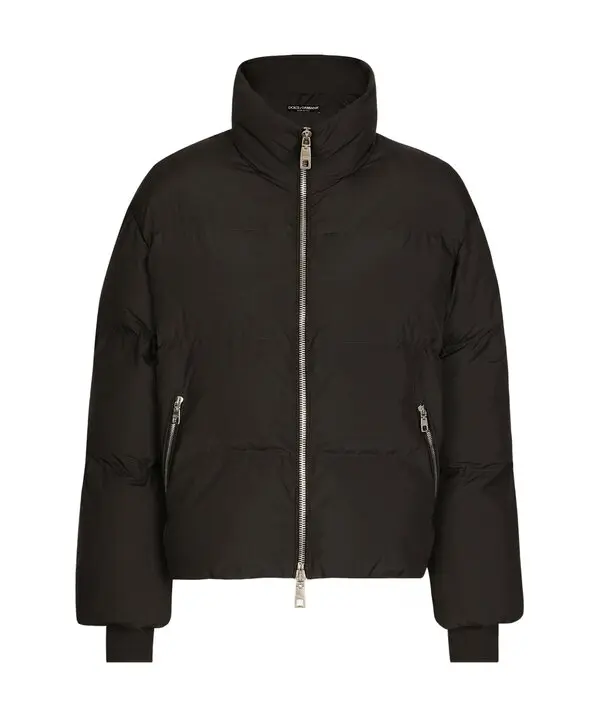 Dolce & Gabbana Cropped Down Jacket With Branded Tag