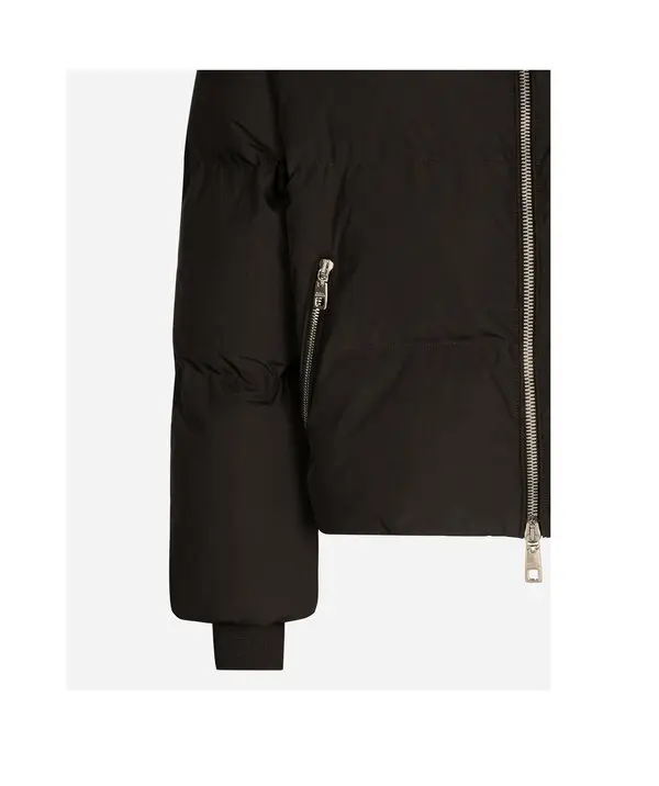 Dolce & Gabbana Cropped Down Jacket With Branded Tag