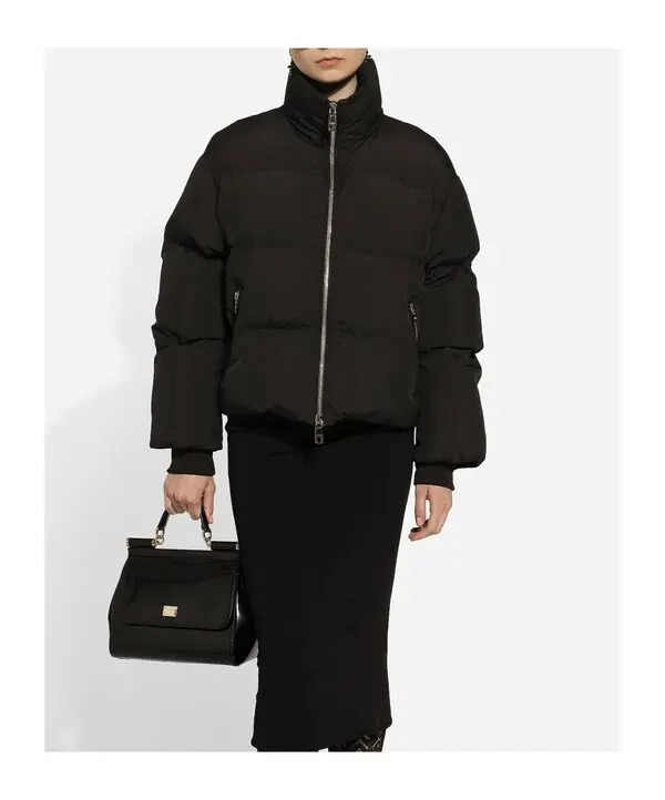 Dolce & Gabbana Cropped Down Jacket With Branded Tag