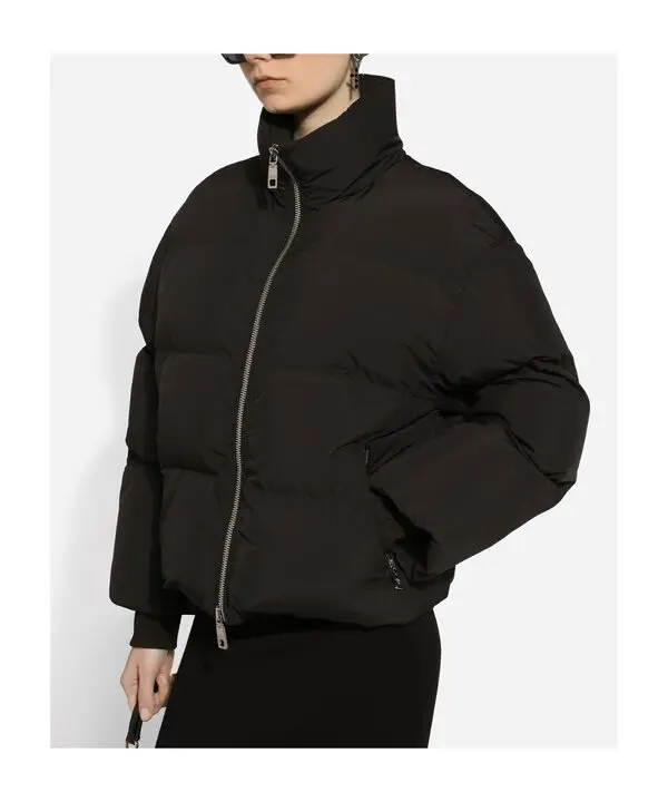 Dolce & Gabbana Cropped Down Jacket With Branded Tag