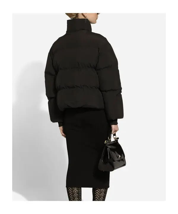 Dolce & Gabbana Cropped Down Jacket With Branded Tag