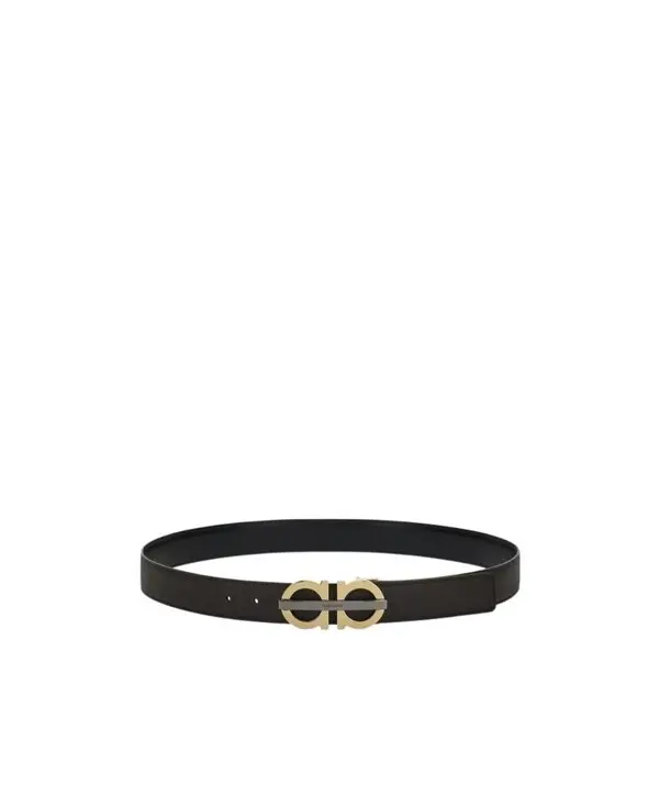 FERRAGAMO Gancini Belt - Testa Di Moro/black