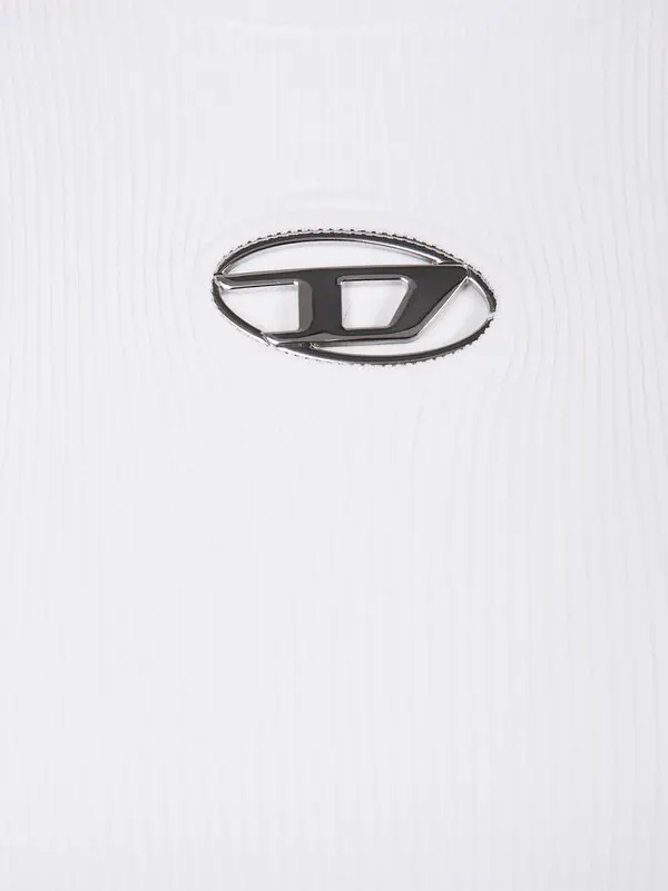DIESEL® Ribbed Knit Sleeveless Top With Logo Plaque - No