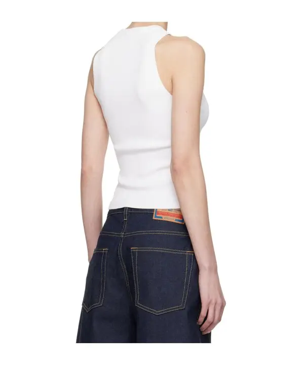 DIESEL® Ribbed Knit Sleeveless Top With Logo Plaque