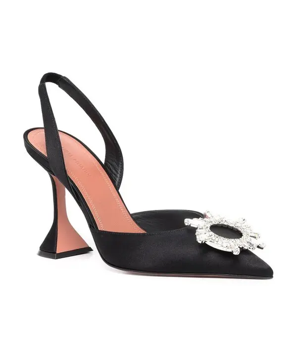 Amina Muaddi Begum Crystal-buckle Slingback Pumps - Black