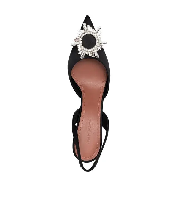 Amina Muaddi Begum Crystal-buckle Slingback Pumps - Black