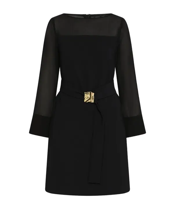 Marella Envers Satin And Georgette Belted Dress