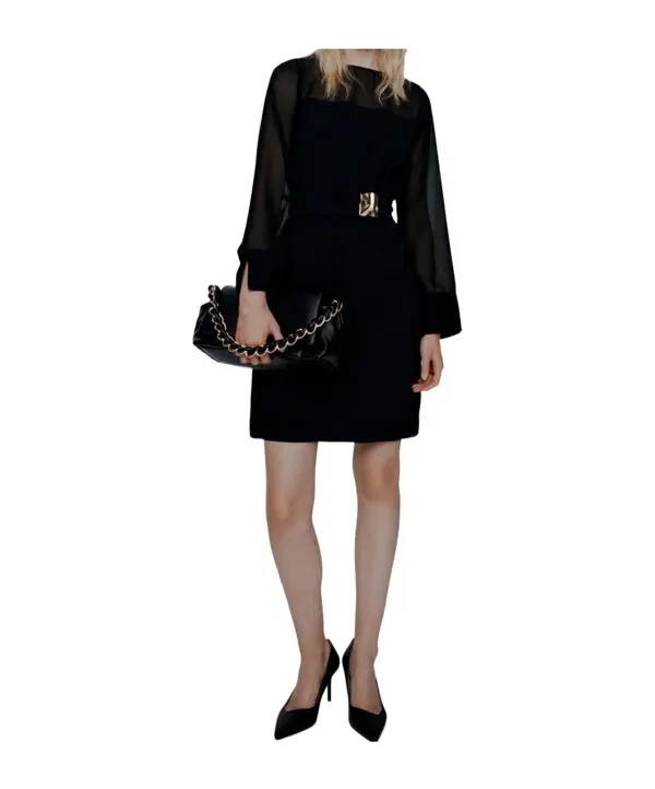 Marella Envers Satin And Georgette Belted Dress