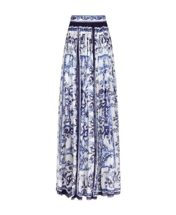 Dolce & Gabbana Majolica-printed Chiffon Maxi Skirt