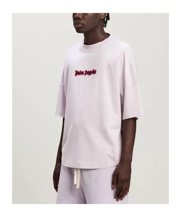 Palm Angels Logo Embroidered Drop Shoulder T-shirt