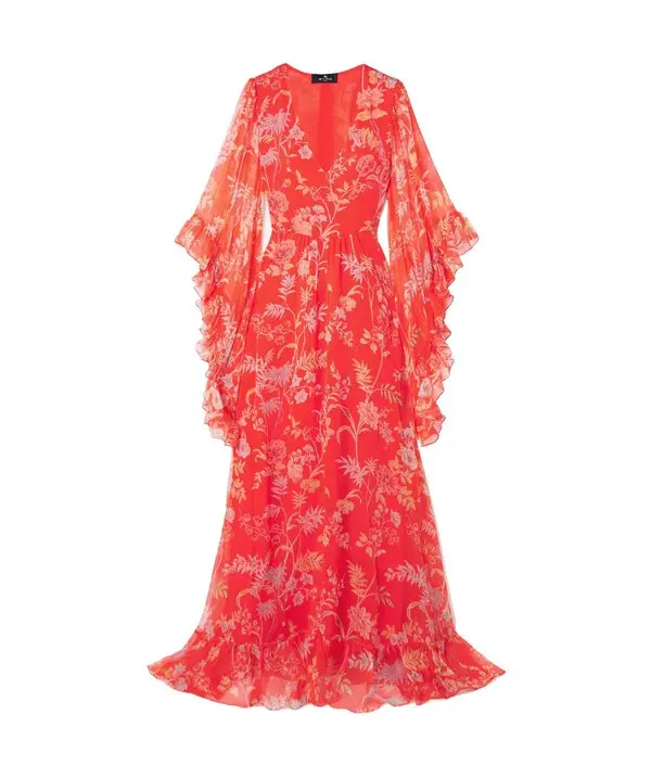 Etro Floral Print Ruffled Maxi Dress