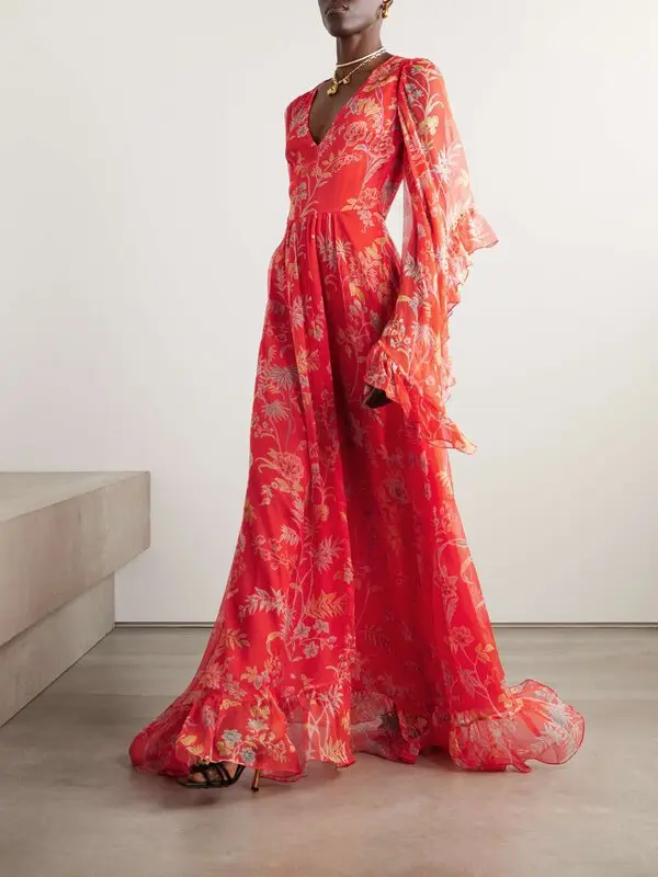 Etro Floral Print Ruffled Maxi Dress