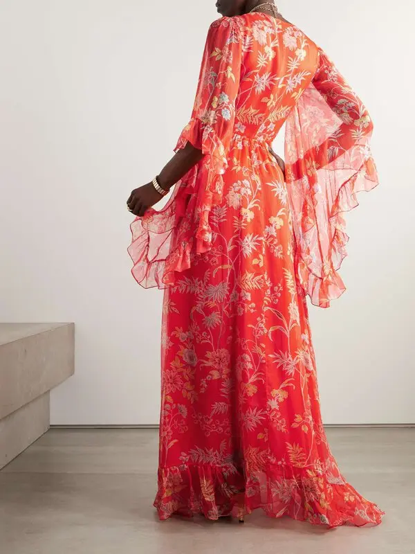 Etro Floral Print Ruffled Maxi Dress