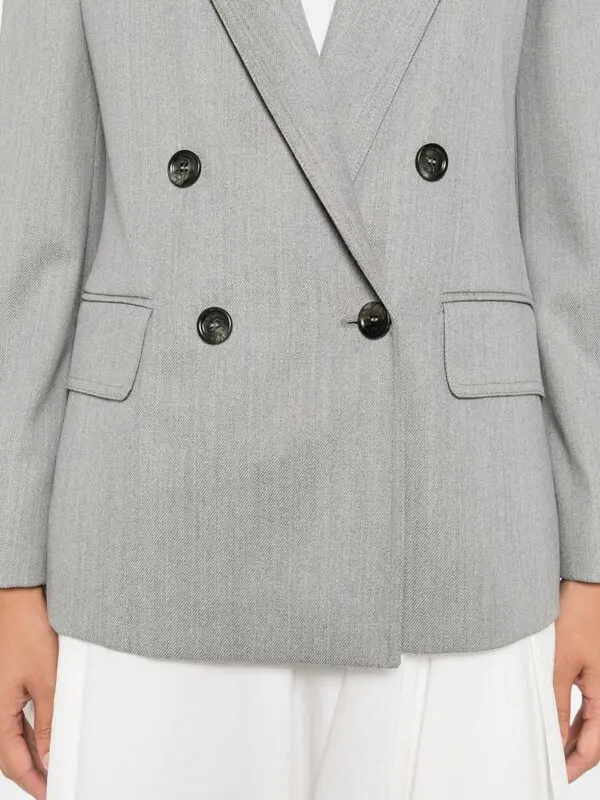 Max Mara Double-breasted Blazer With Notched Lapel - Gray