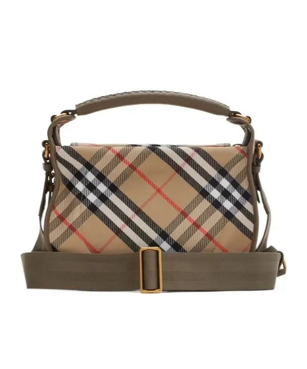 Burberry B-clip Checked Small Crossbody Bag - Sand-colored