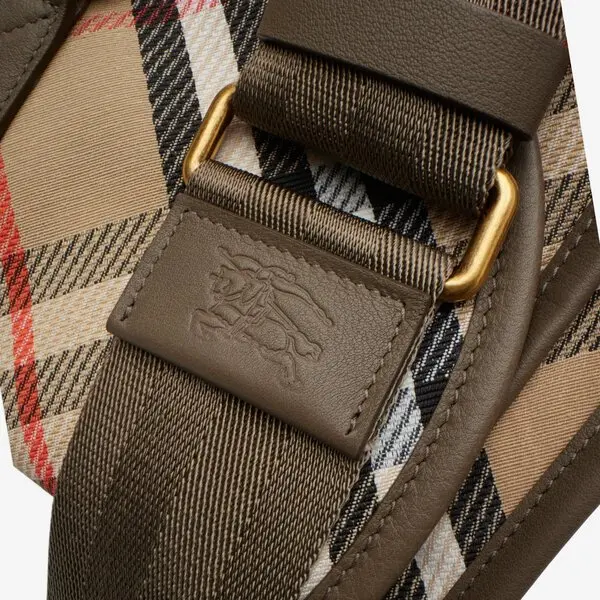 Burberry B-clip Checked Small Crossbody Bag - Sand-colored