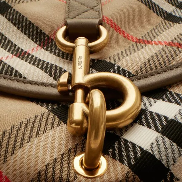 Burberry B-clip Checked Small Crossbody Bag - Sand-colored