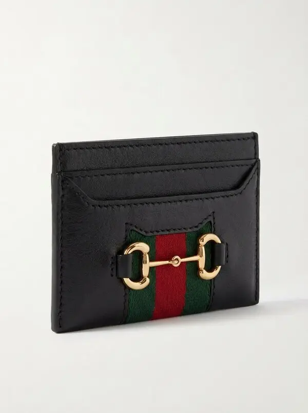 Gucci Horsebit Web Card Case - Black