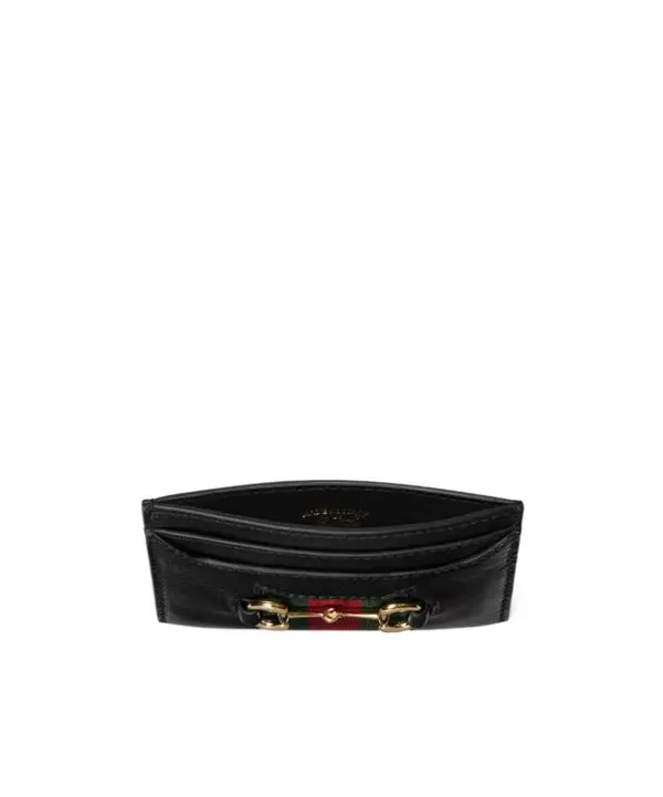 Gucci Horsebit Web Card Case - Black