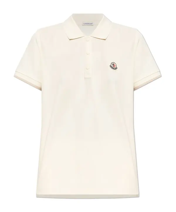Moncler Logo Patch Short-sleeved Polo Shirt - Cream