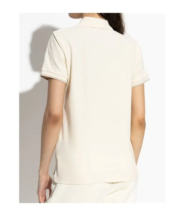 Moncler Logo Patch Short-sleeved Polo Shirt - Cream