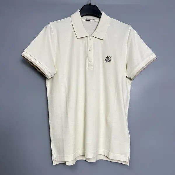 Moncler Logo Patch Short-sleeved Polo Shirt - Cream