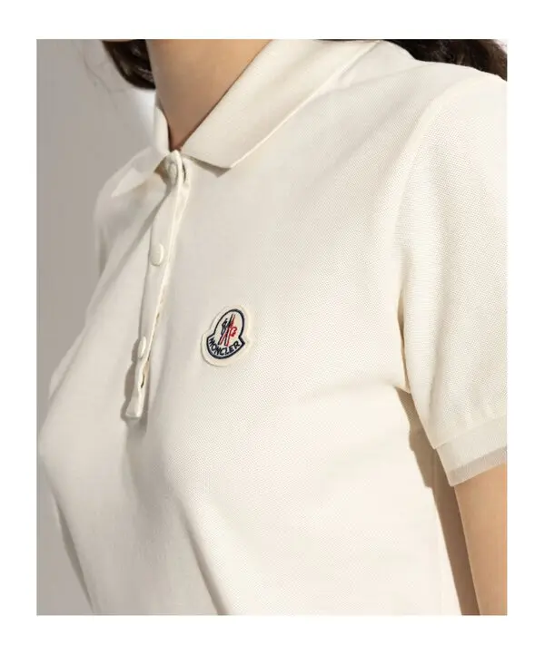 Moncler Logo Patch Short-sleeved Polo Shirt - Cream