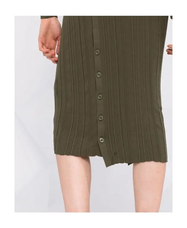 DIESEL® Ribbed Knit Midi Dress With Button Detail - Brown