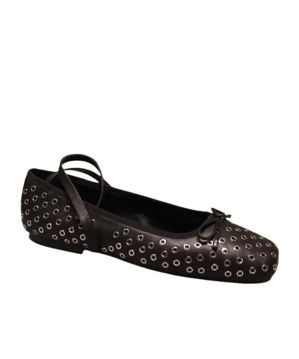 Michael Kors Embellished Square Toe Ballet Flats - Black