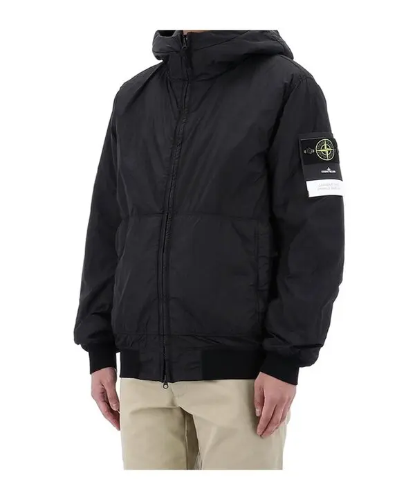 Stone Island Hooded Bomber Jacket - Black