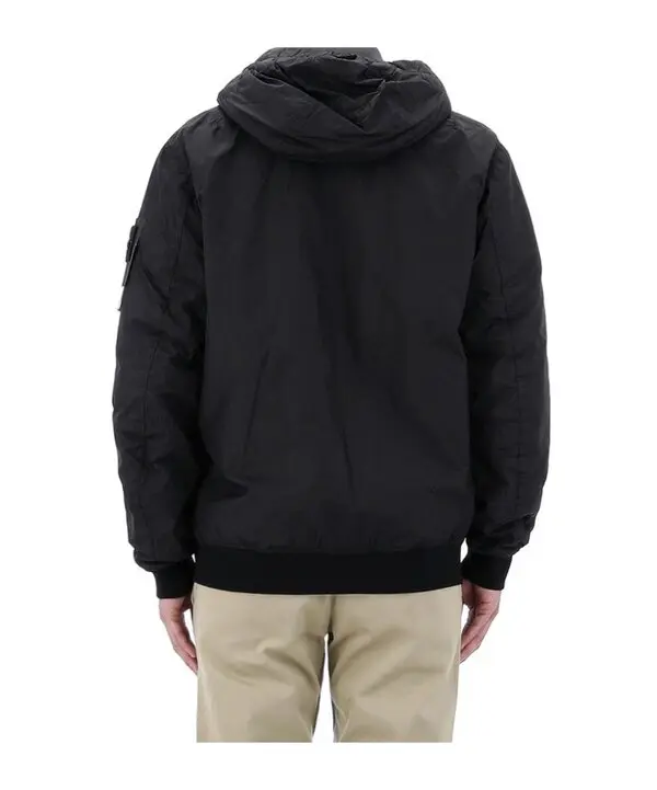 Stone Island Hooded Bomber Jacket - Black