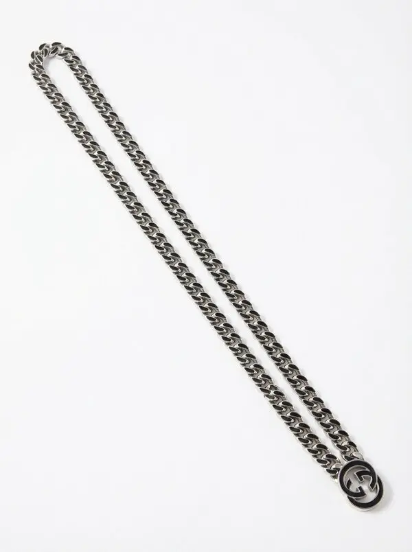 Gucci Interlocking G Flat Chain Necklace - Palladium Color