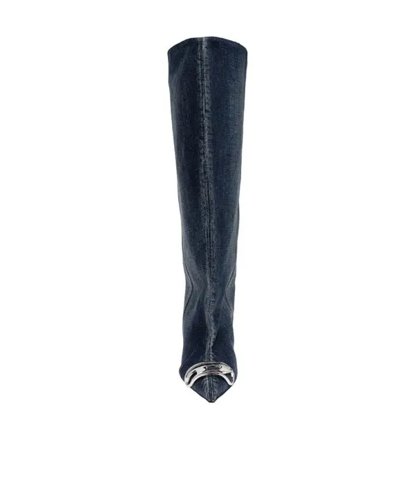 DIESEL® D-venus Pointed Toe Denim Boots - Blue