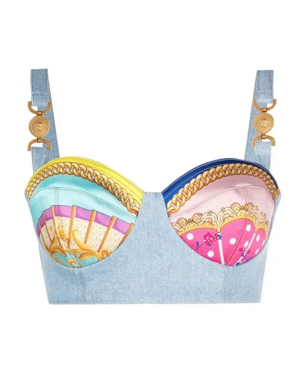 Versace Patterned Cropped Top - Blue